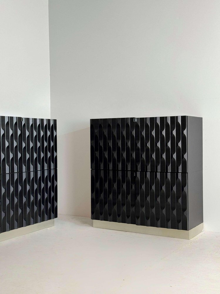 Brutalist Black Cabinet, 1970s for sale at Pamono