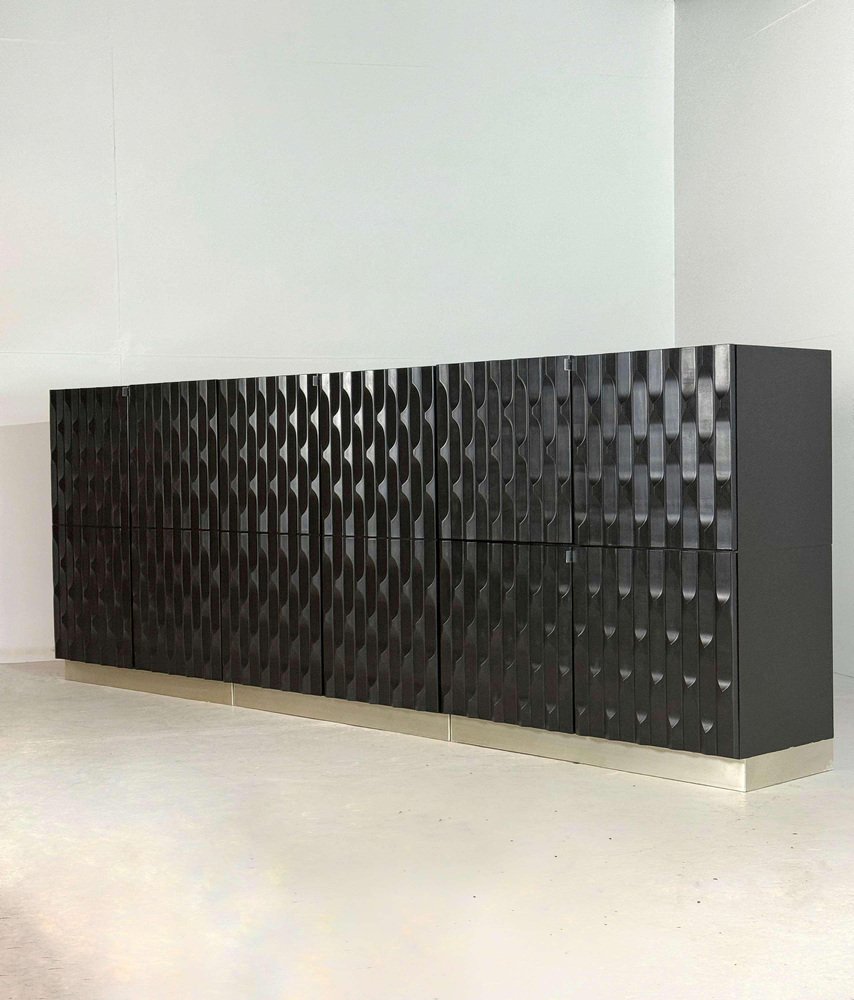 Brutalist Black Cabinet, 1970s for sale at Pamono