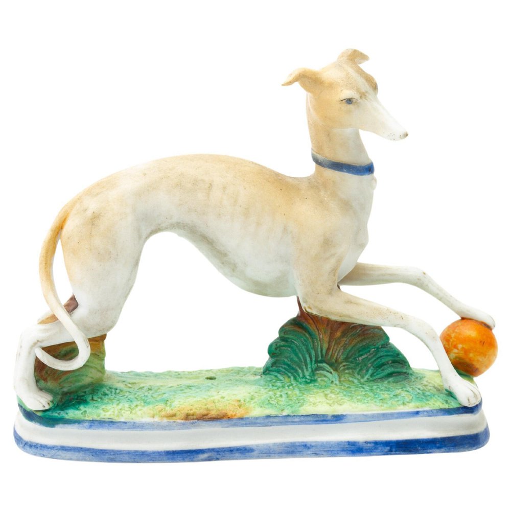 Italienischer Whippet Greyhound, polychromer viktorianischer ...