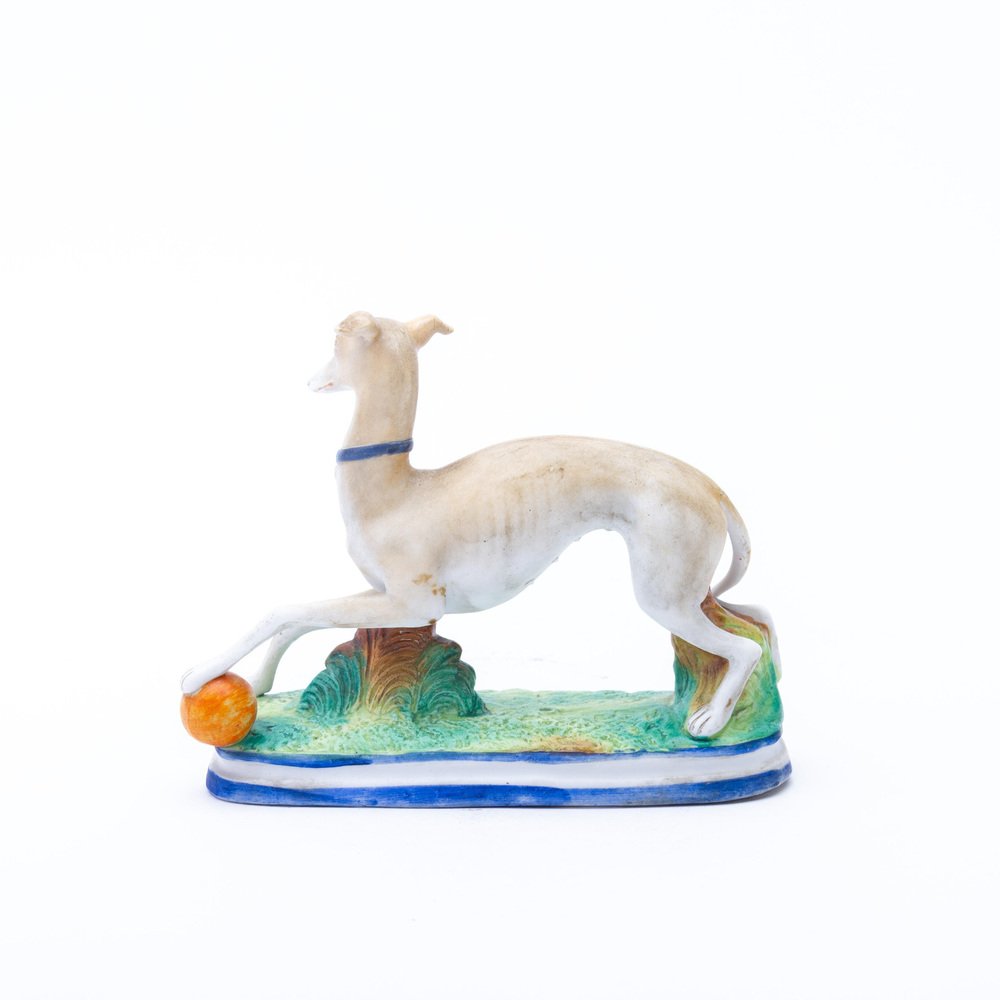 Italienischer Whippet Greyhound, polychromer viktorianischer ...
