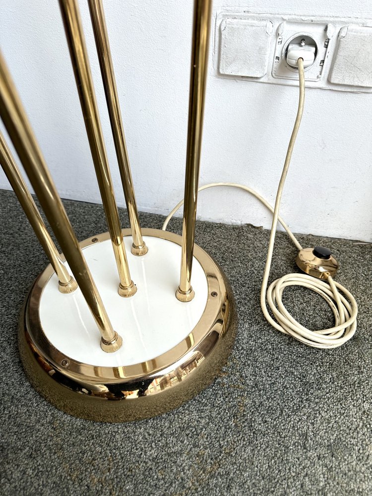 Mid-Century Italian Modern Brass & Reed Floor Lamp attributed to ...