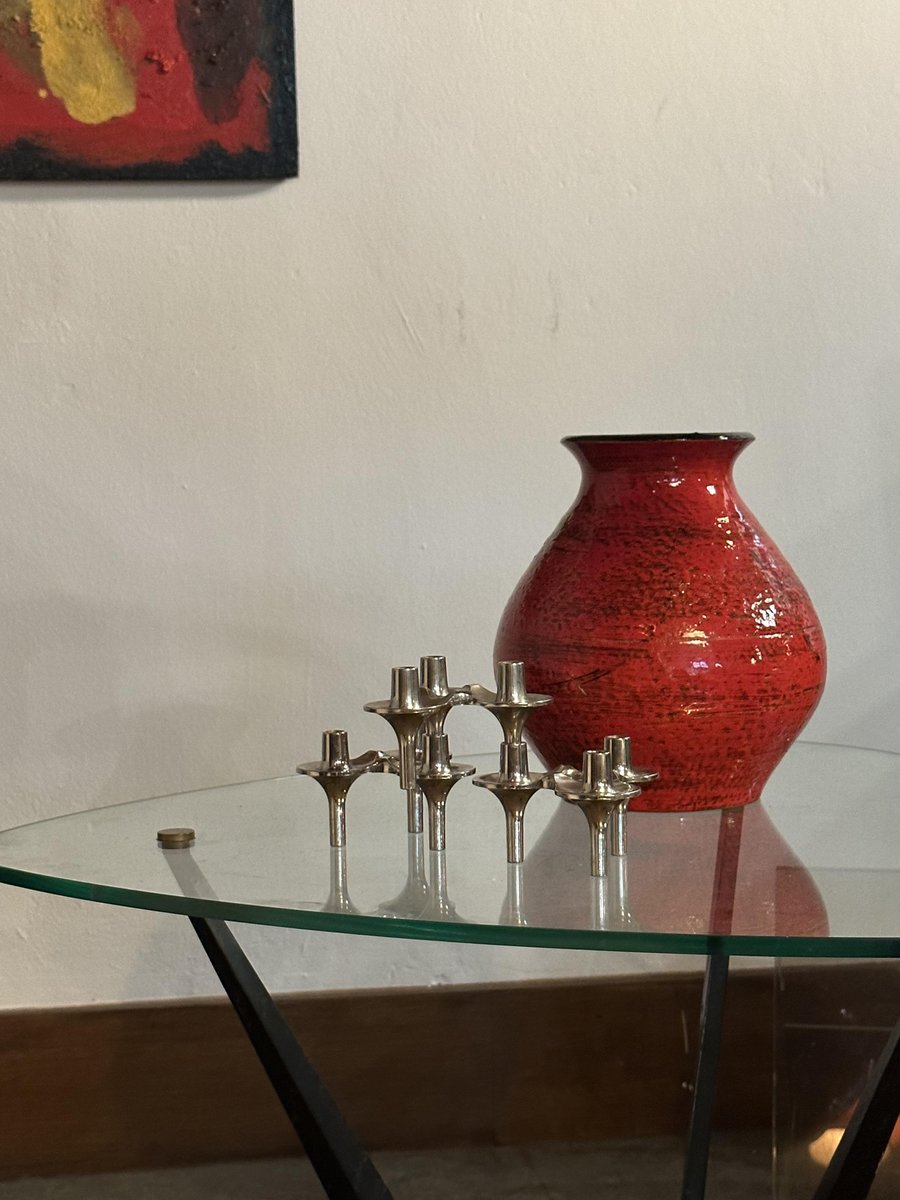 Vintage Red Pottery Vase for sale at Pamono