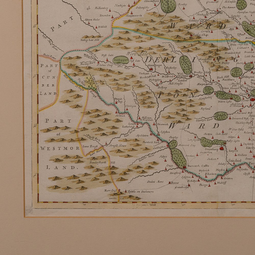 Early Georgian Lithography Map of Durham, England for sale at Pamono