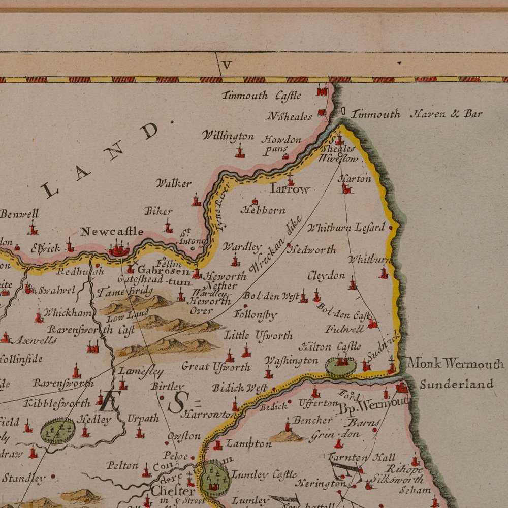 Early Georgian Lithography Map of Durham, England for sale at Pamono