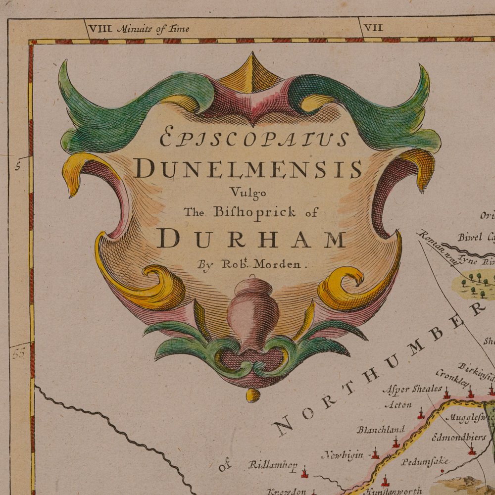 Early Georgian Lithography Map of Durham, England for sale at Pamono