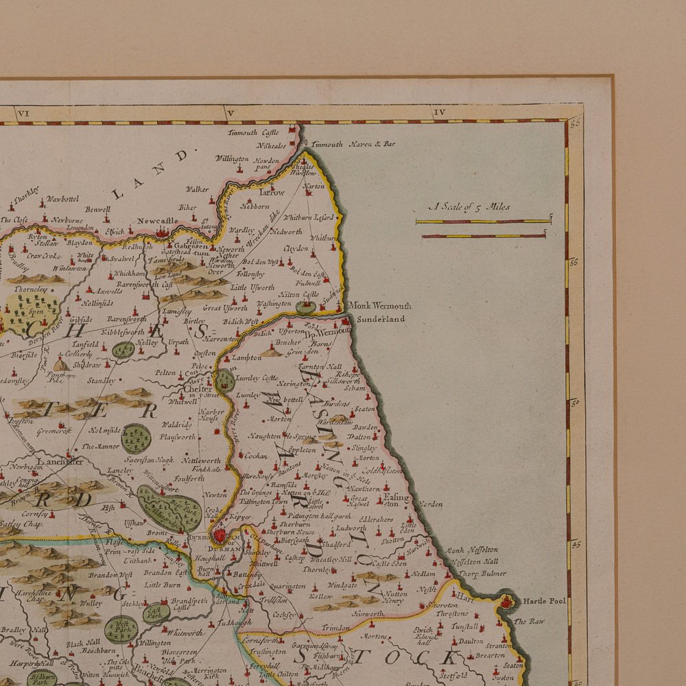 Early Georgian Lithography Map of Durham, England for sale at Pamono