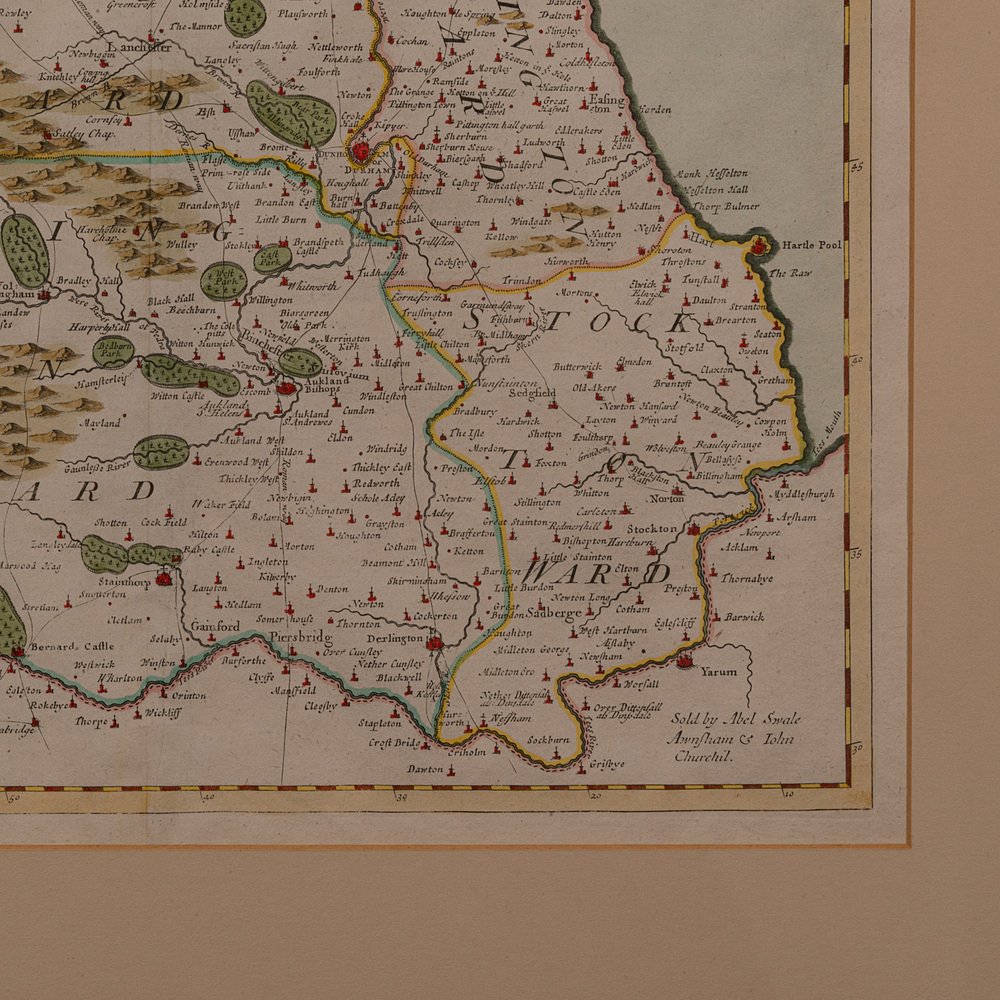 Early Georgian Lithography Map of Durham, England for sale at Pamono