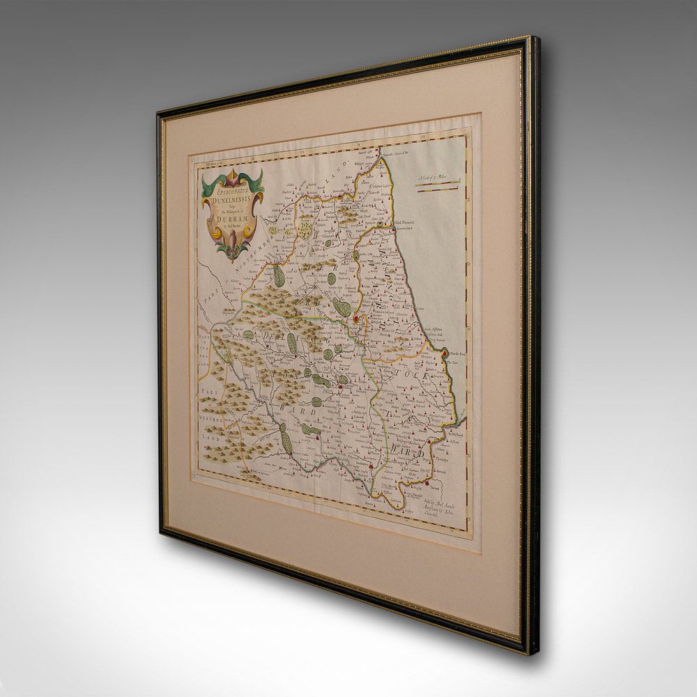 Early Georgian Lithography Map of Durham, England for sale at Pamono