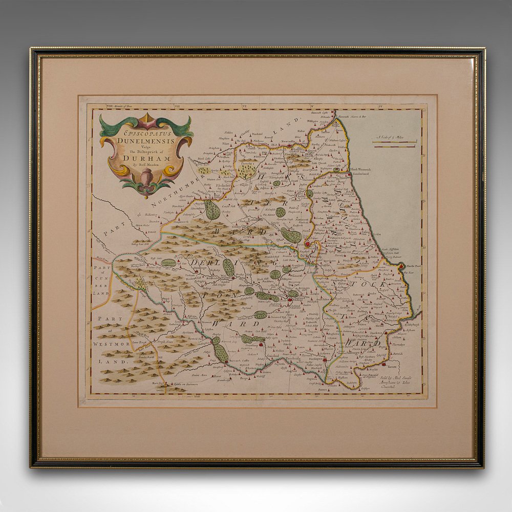 Early Georgian Lithography Map of Durham, England for sale at Pamono