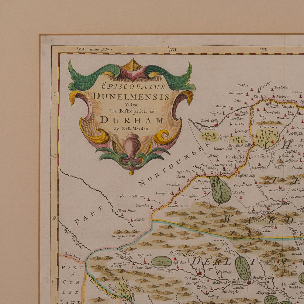 Early Georgian Lithography Map of Durham, England for sale at Pamono