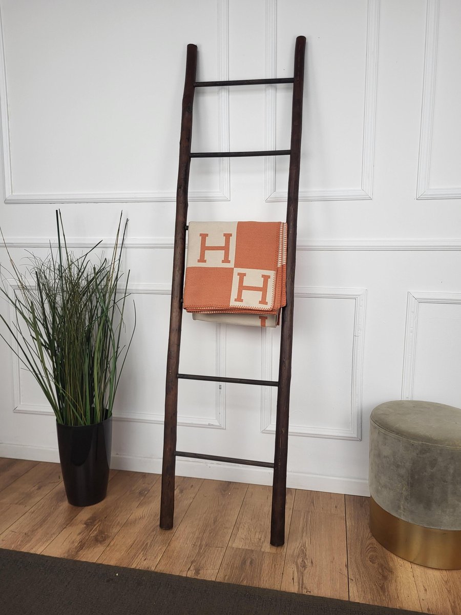 Vintage Italian Rustic Wooden Ladder Stair Step, 1980s for sale at Pamono