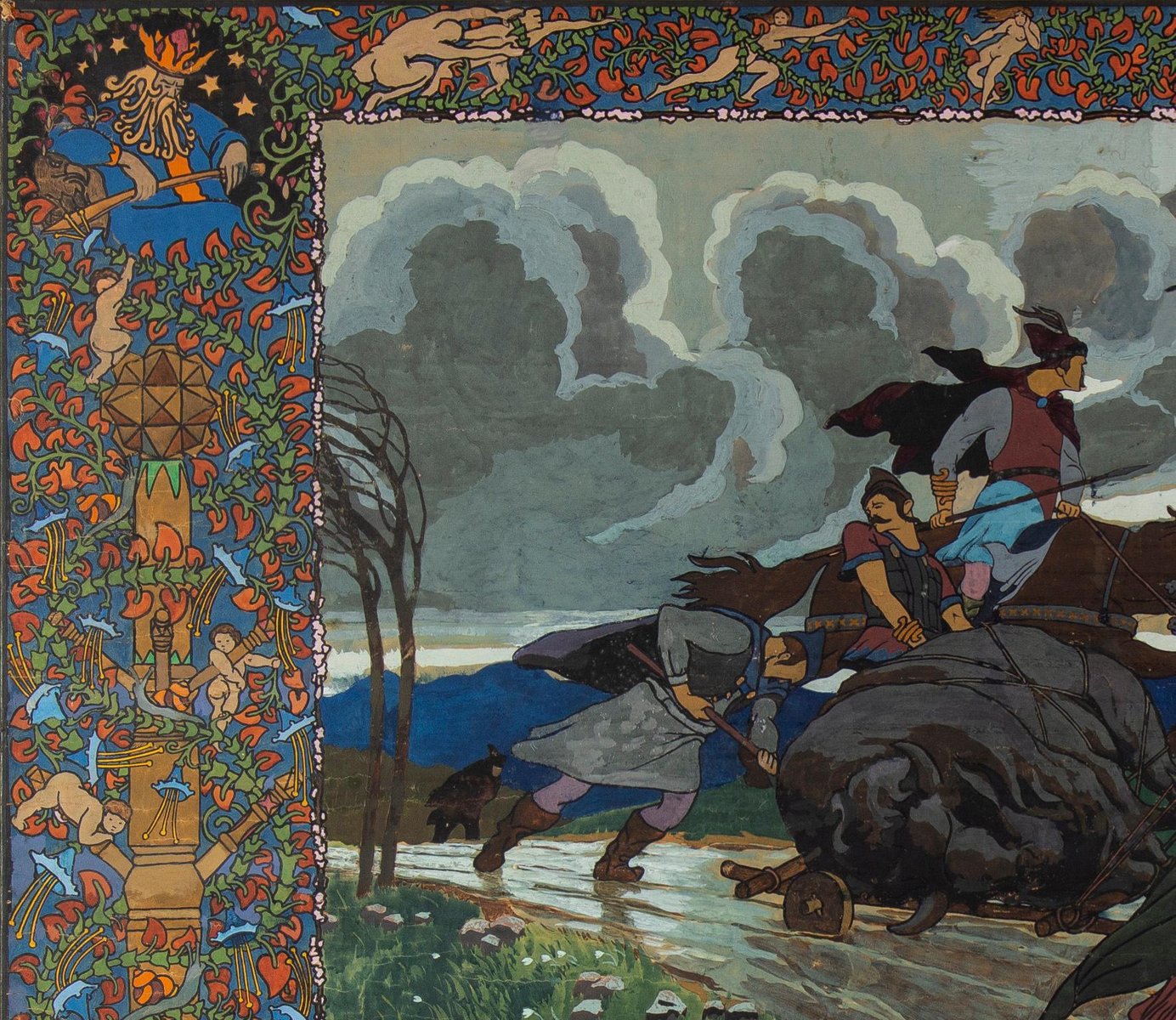 Kazimir De Rónay, Art Nouveau Hunting Scene, 1923, Oil Painting for ...