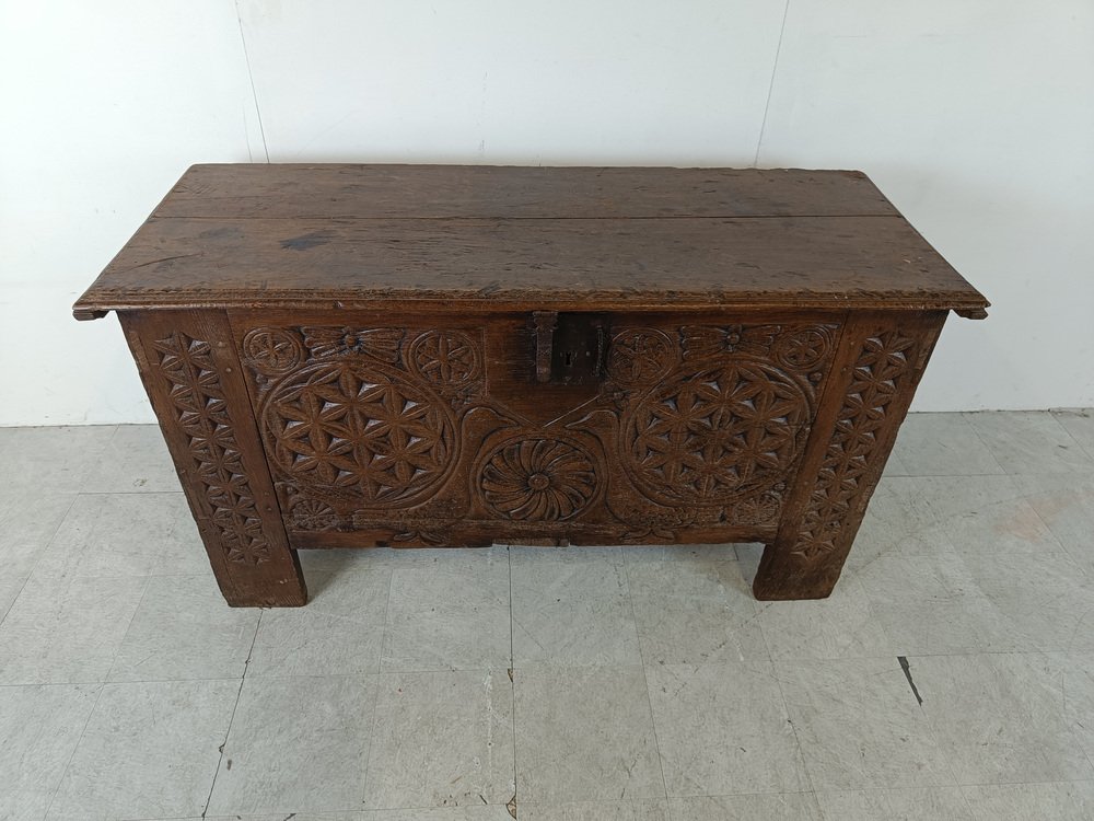 Large Flemish Oak Chest, 1700 for sale at Pamono