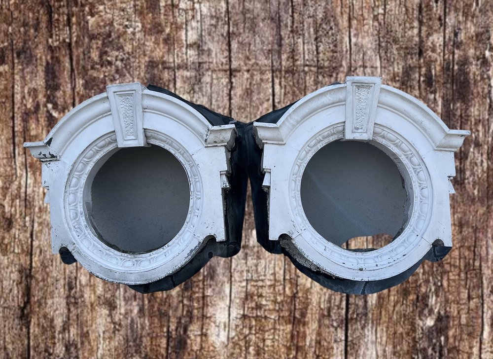 Antique Dutch Architectural Bulls Eyes in Painted Zinc, Set of 2 for ...