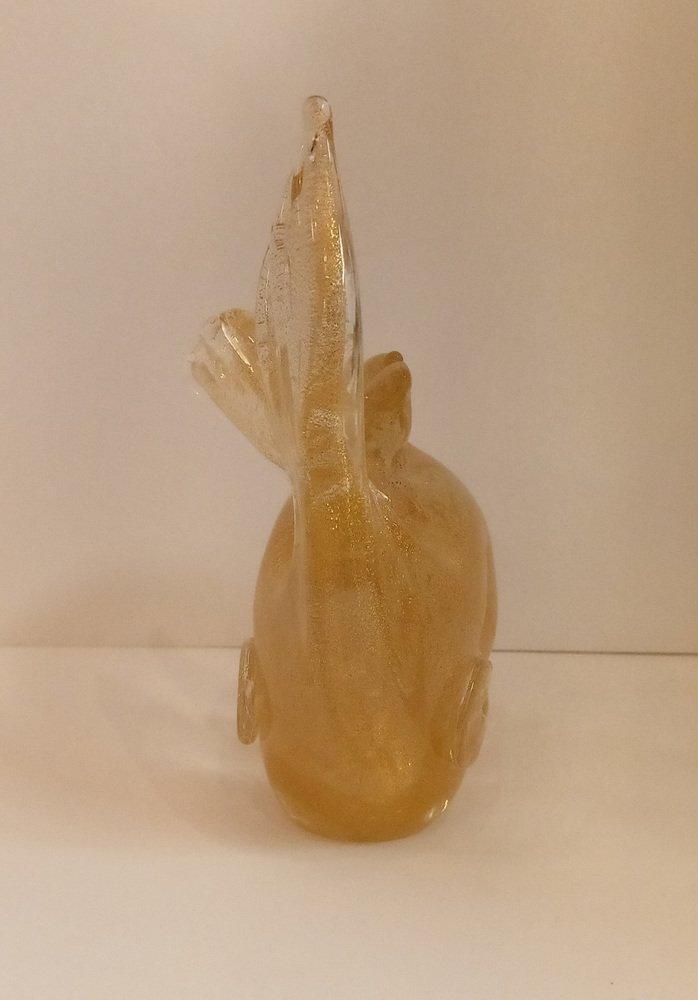 Transparent Glass Fish with Gold Inclusion by Archimede Seguso, Murano ...