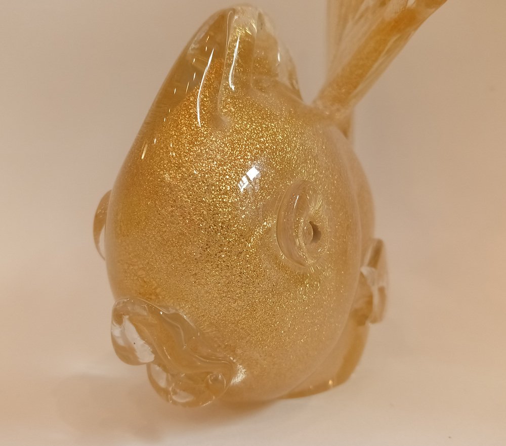 Transparent Glass Fish with Gold Inclusion by Archimede Seguso, Murano ...