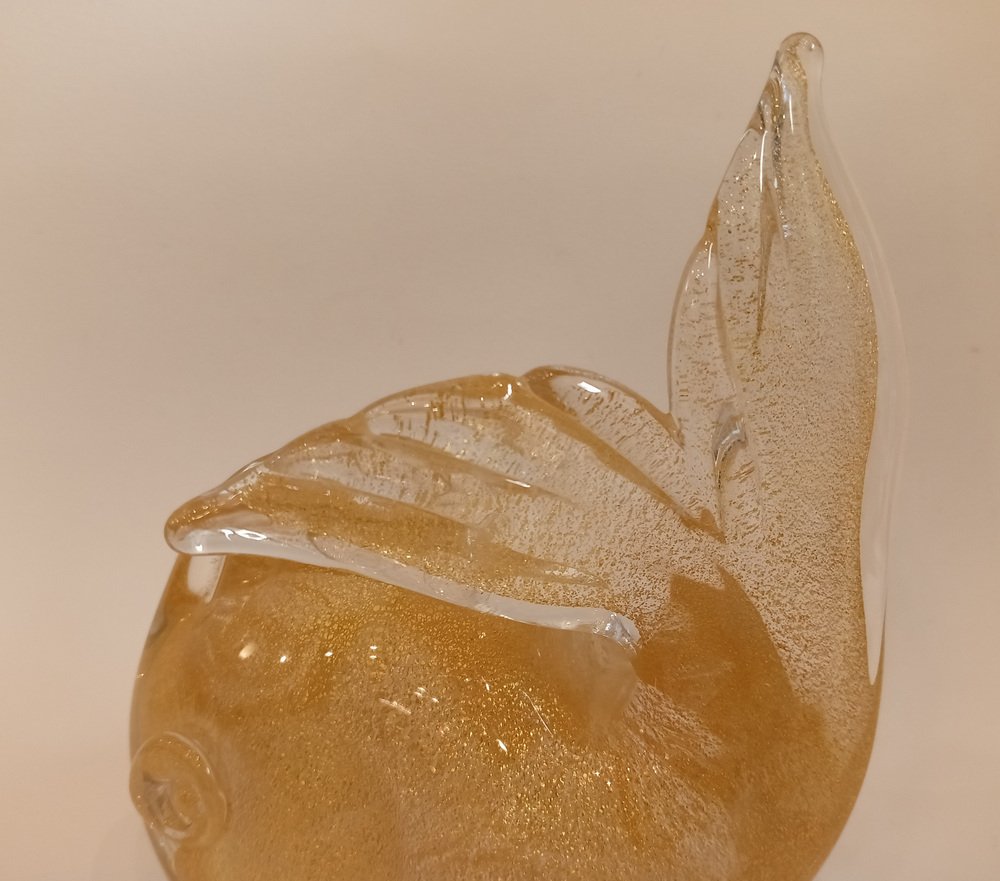 Transparent Glass Fish with Gold Inclusion by Archimede Seguso, Murano ...