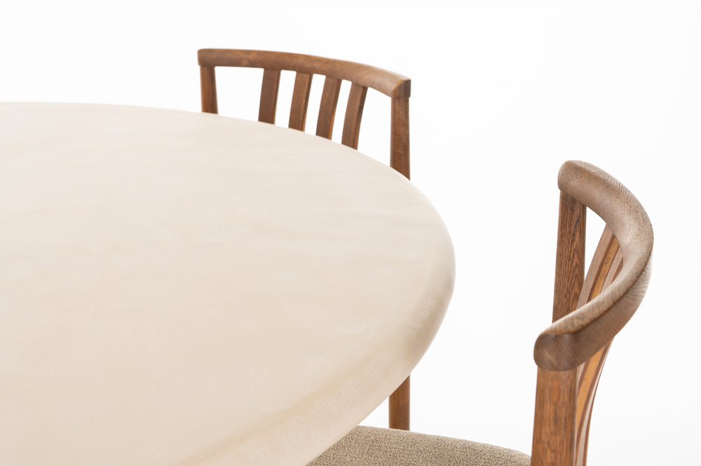 Round Natural Plaster Dining Table by Isabelle Beaumont for sale at Pamono