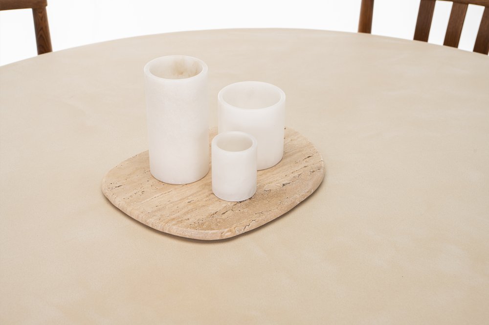 Round Natural Plaster Dining Table by Isabelle Beaumont for sale at Pamono