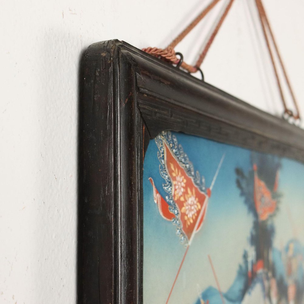 Chinese Painting Under Glass Depicting Battle Scene for sale at Pamono
