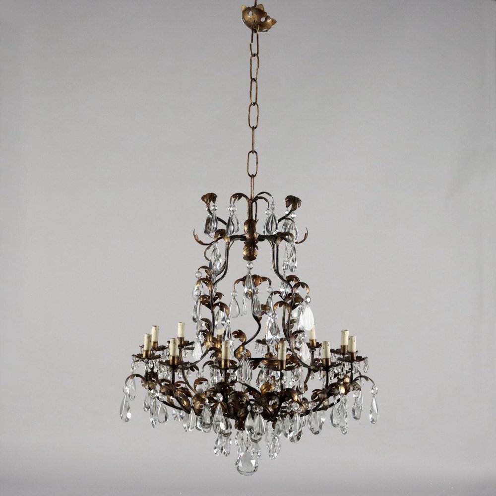 Sheet Metal and Glass chandelier for sale at Pamono