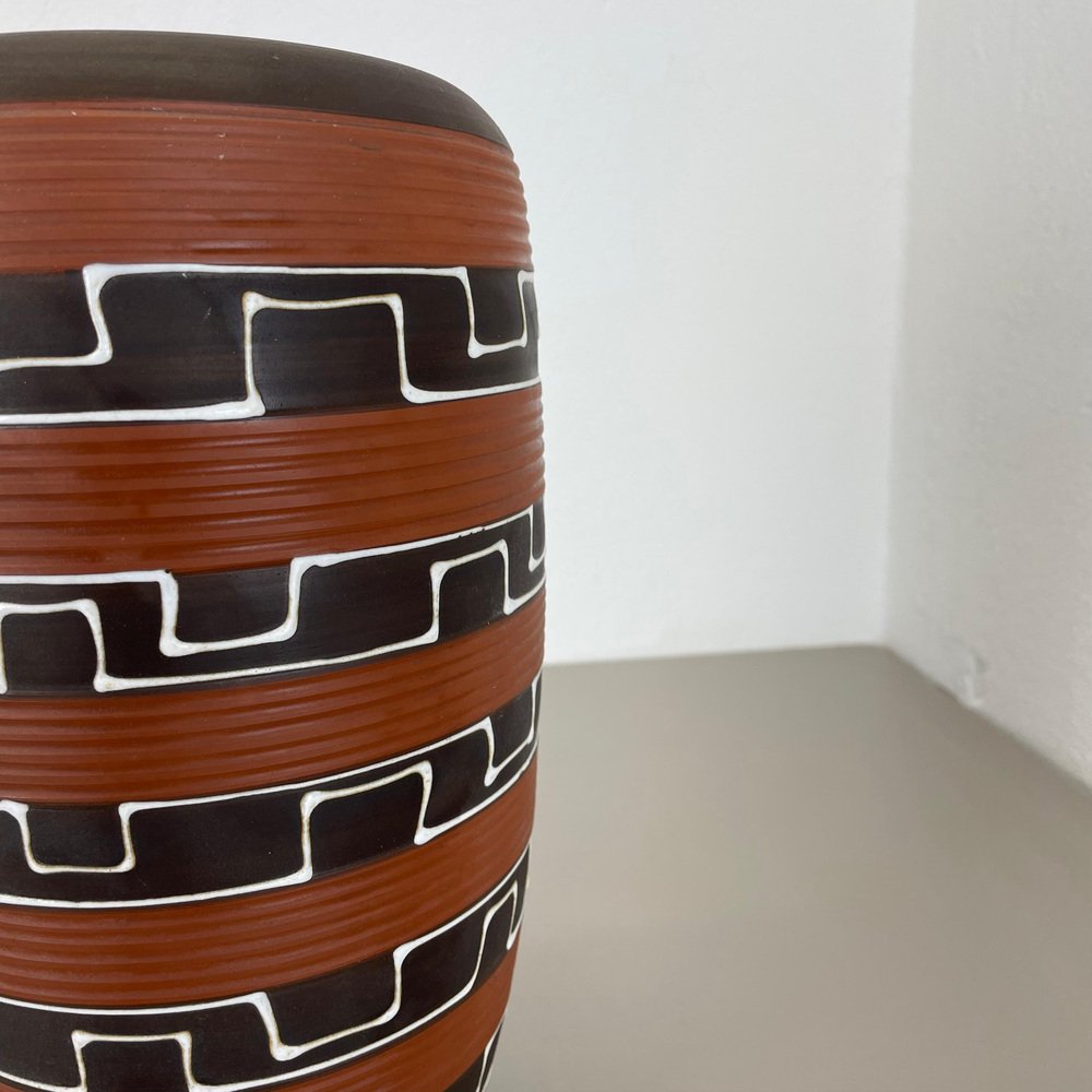 Zig Zag Fat Lava Ceramic Vases by Ilkra Ceramics, 1950s for sale at Pamono