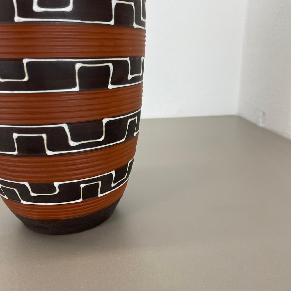 Zig Zag Fat Lava Ceramic Vases by Ilkra Ceramics, 1950s for sale at Pamono