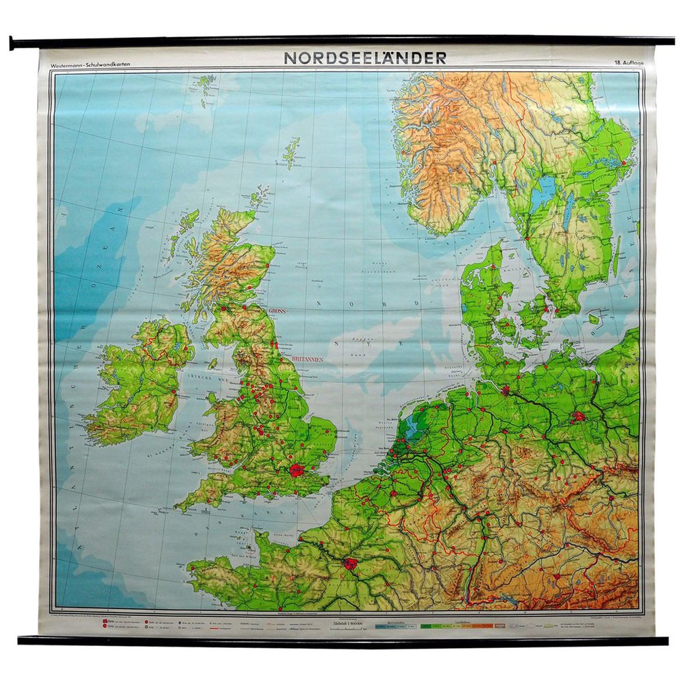 Europe Mural Map, 1970s for sale at Pamono