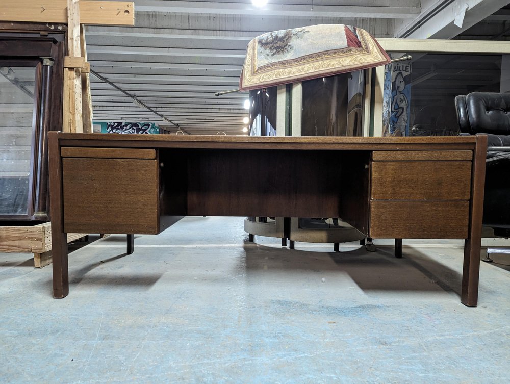 Large Scandinavian Desk in Solid Walnut for sale at Pamono