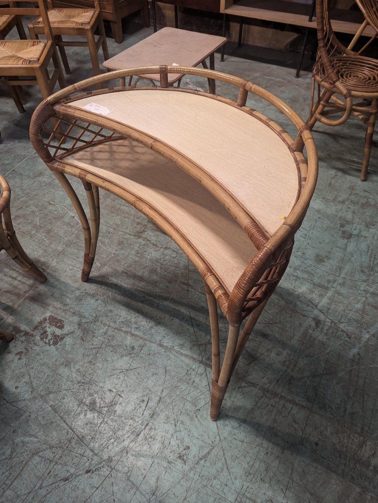 Small Vintage Rattan Desk for sale at Pamono