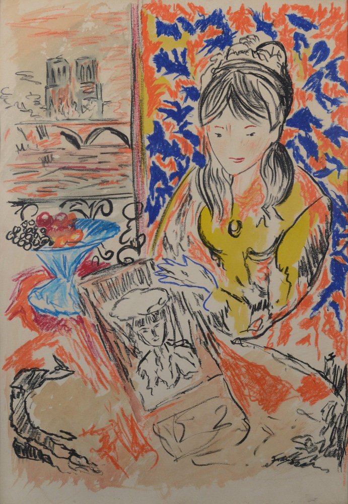After Henri Matisse, Study of a Girl, Crayon Drawing for sale at Pamono