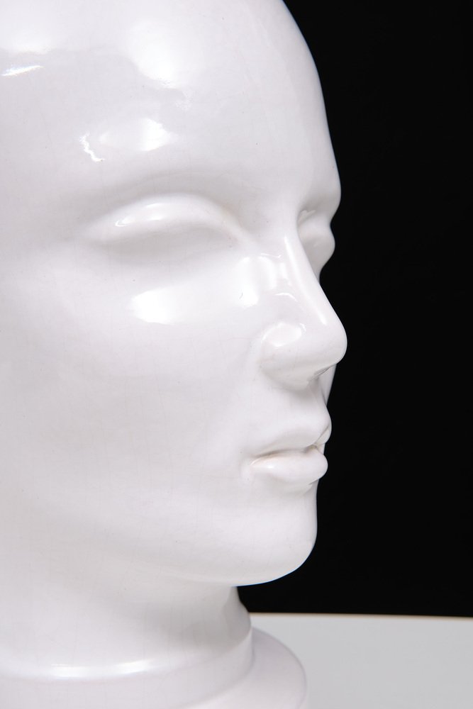 West German White Ceramic Pottery Head, 1970s for sale at Pamono