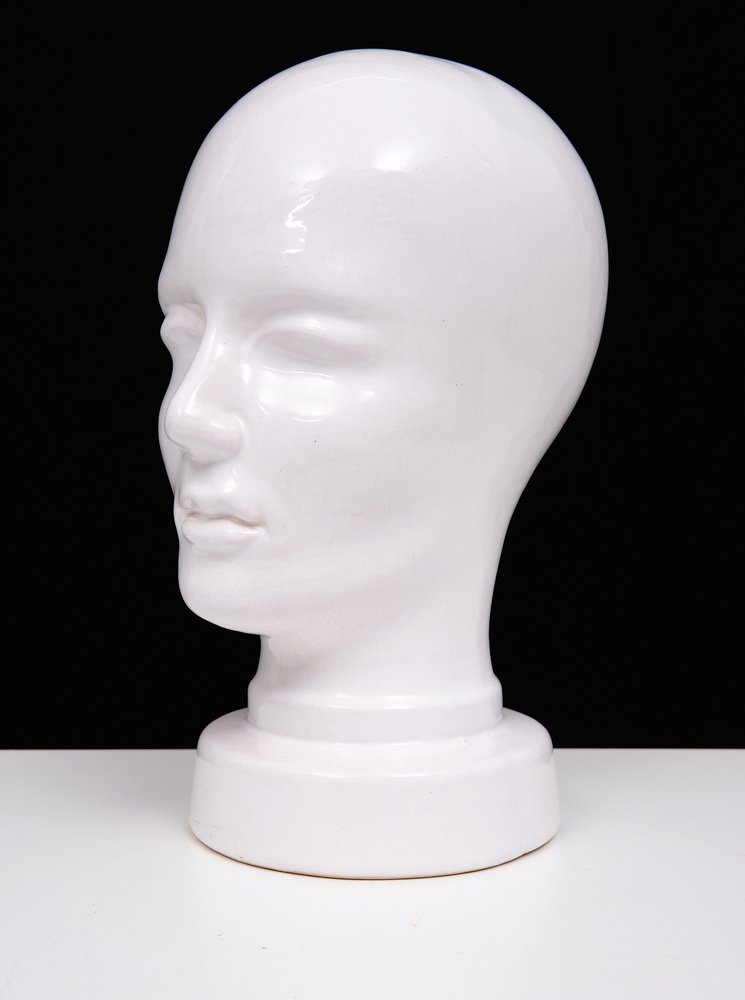 West German White Ceramic Pottery Head, 1970s for sale at Pamono