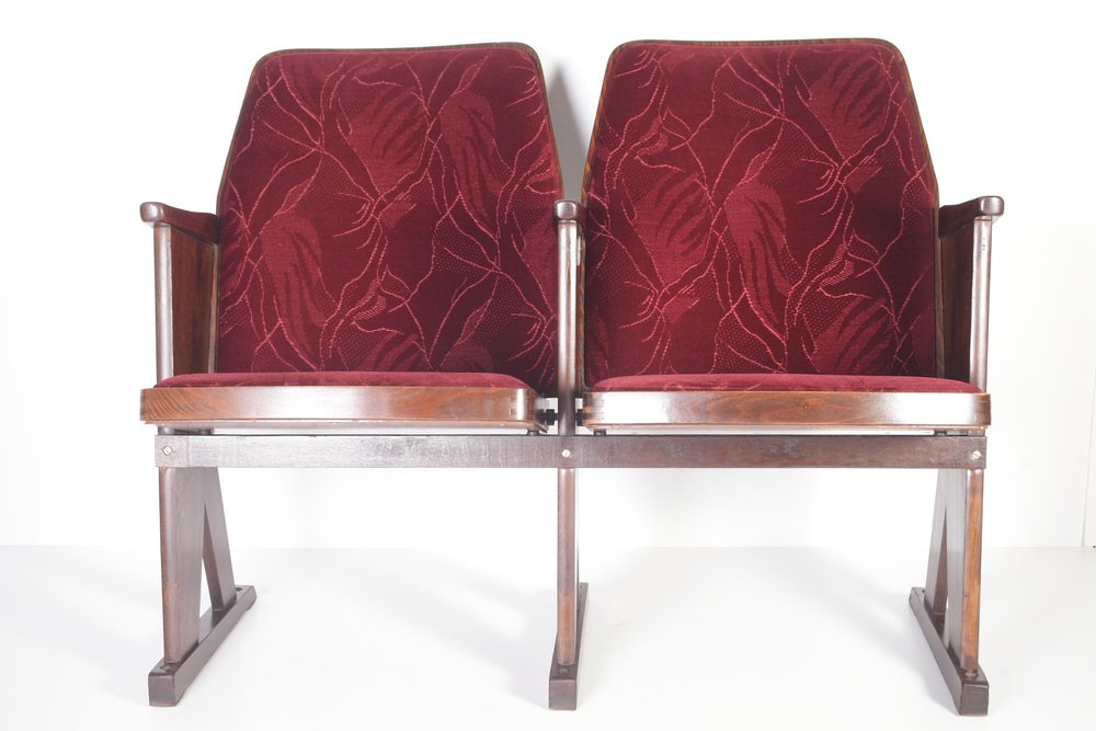 Mid-Century Beech Wood Cinema Bench by Ton, 1970s for sale at Pamono