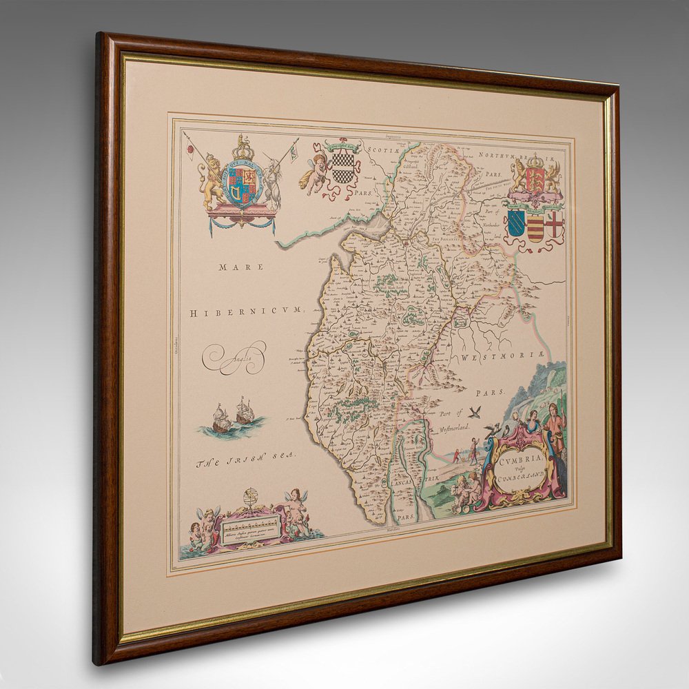 Antique English Lithography Map for sale at Pamono