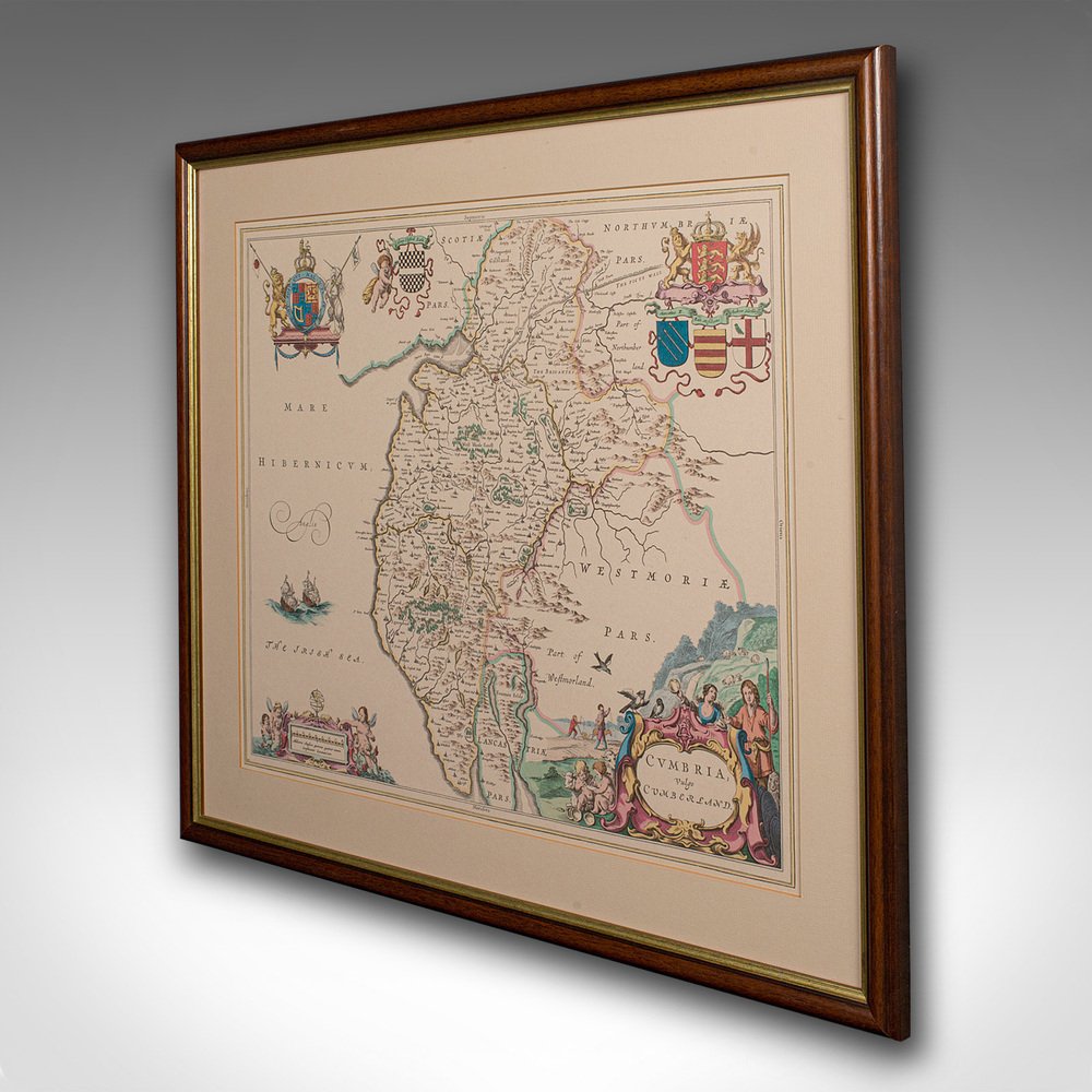 Antique English Lithography Map for sale at Pamono