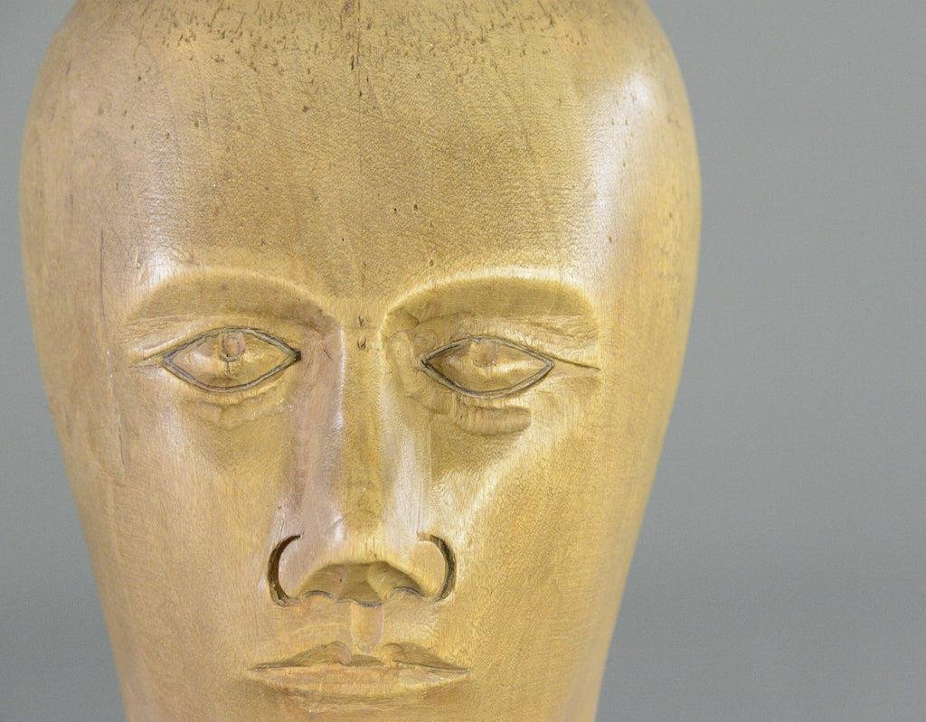 German Carved Wooden Milliners Head, 1910 for sale at Pamono