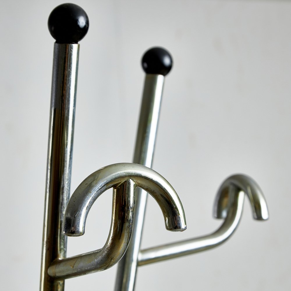 Postmodern 4-Arm Coat Rack with Umbrella Holder and Black Vinyl Spheres ...