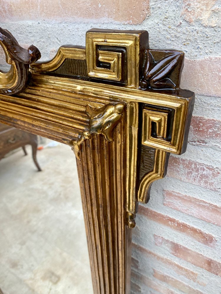 Large Antique Gold Leaf Ornate Carved Wall Mirror for sale at Pamono