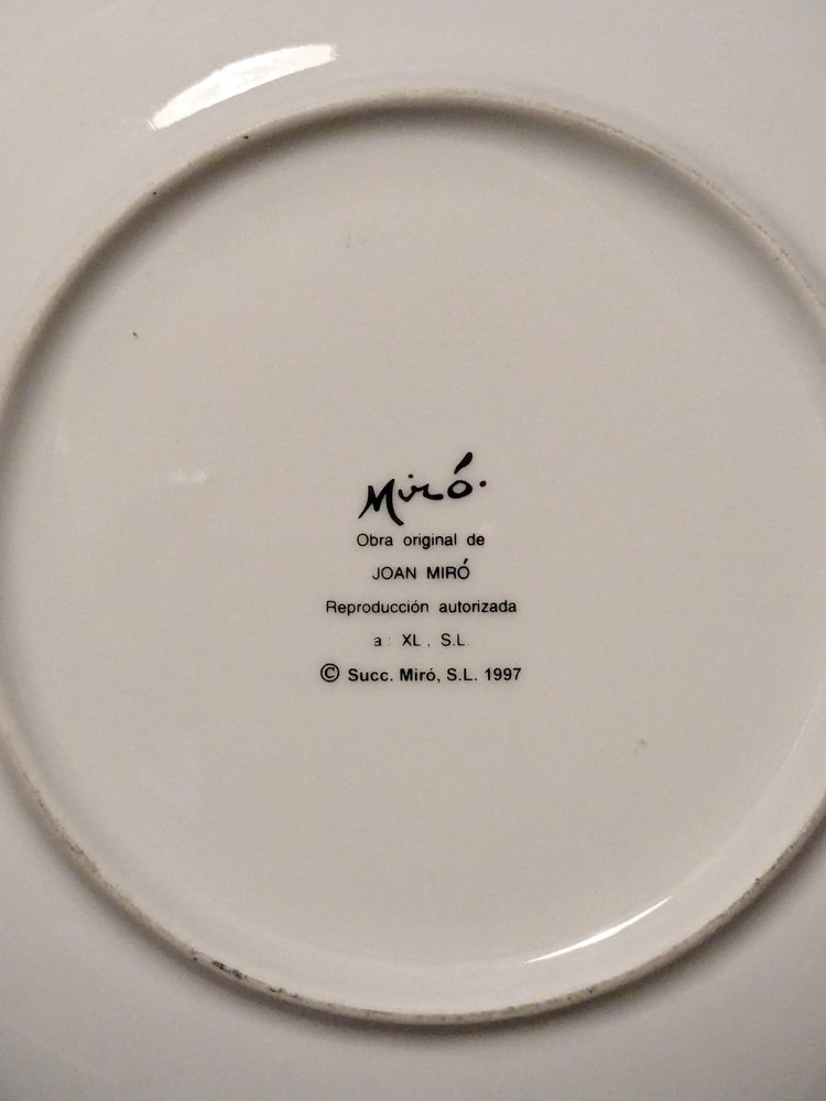 Limited Edition Porcelain Plate after Joan Miro, 1997 for sale at Pamono