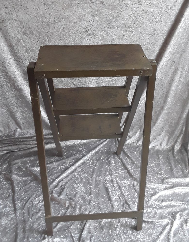 Vintage Industrial Step Ladder in Metal, 1950s for sale at Pamono