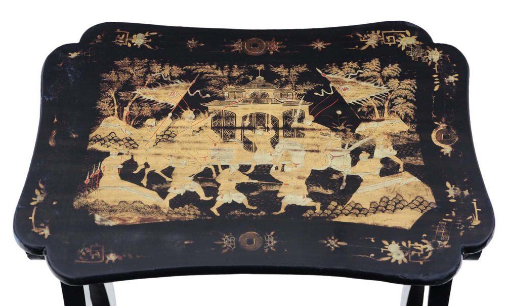 19th Century Chinese Boulle-Work Black Lacquer Nesting Tables, Set of 4 ...