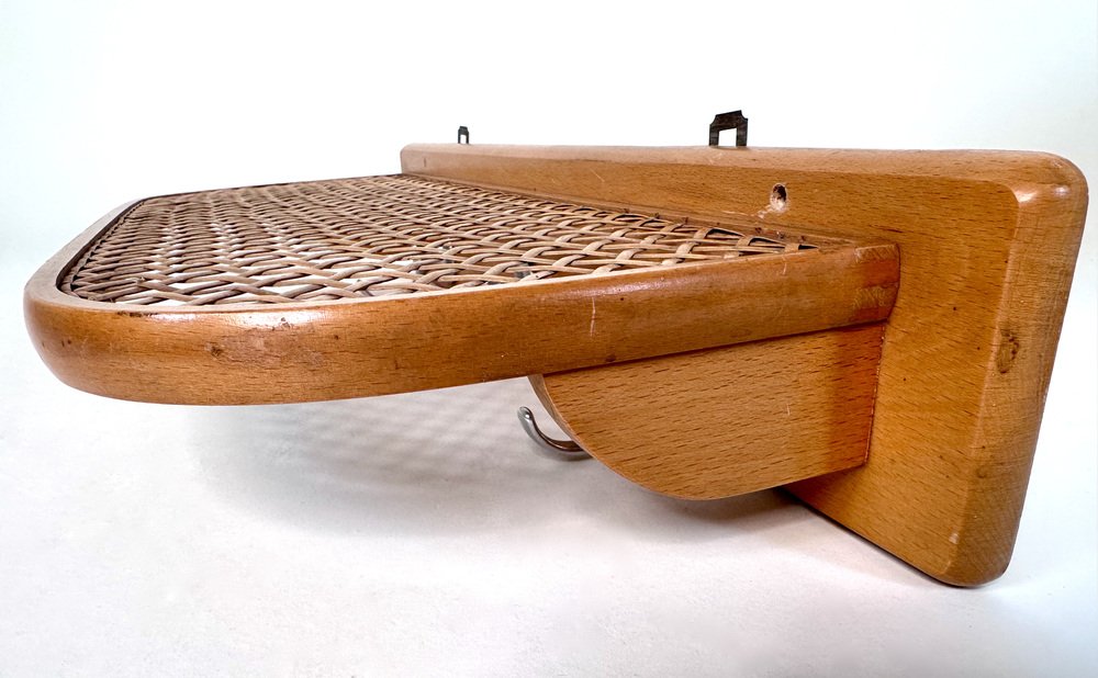 German Bentwood and Beech Wall Coat Rack with Hat Shelf in Cane, 1920s ...