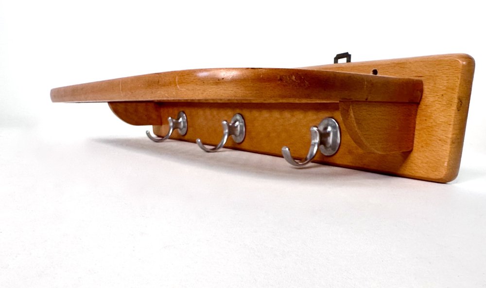 German Bentwood and Beech Wall Coat Rack with Hat Shelf in Cane, 1920s ...