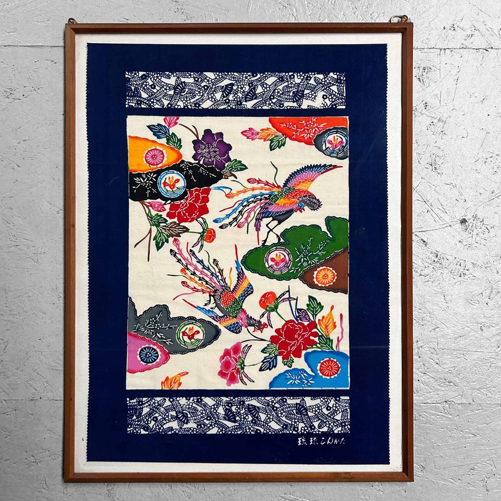 Bingata Okinawan Textile, Ryukyu, Japan, 1960s for sale at Pamono