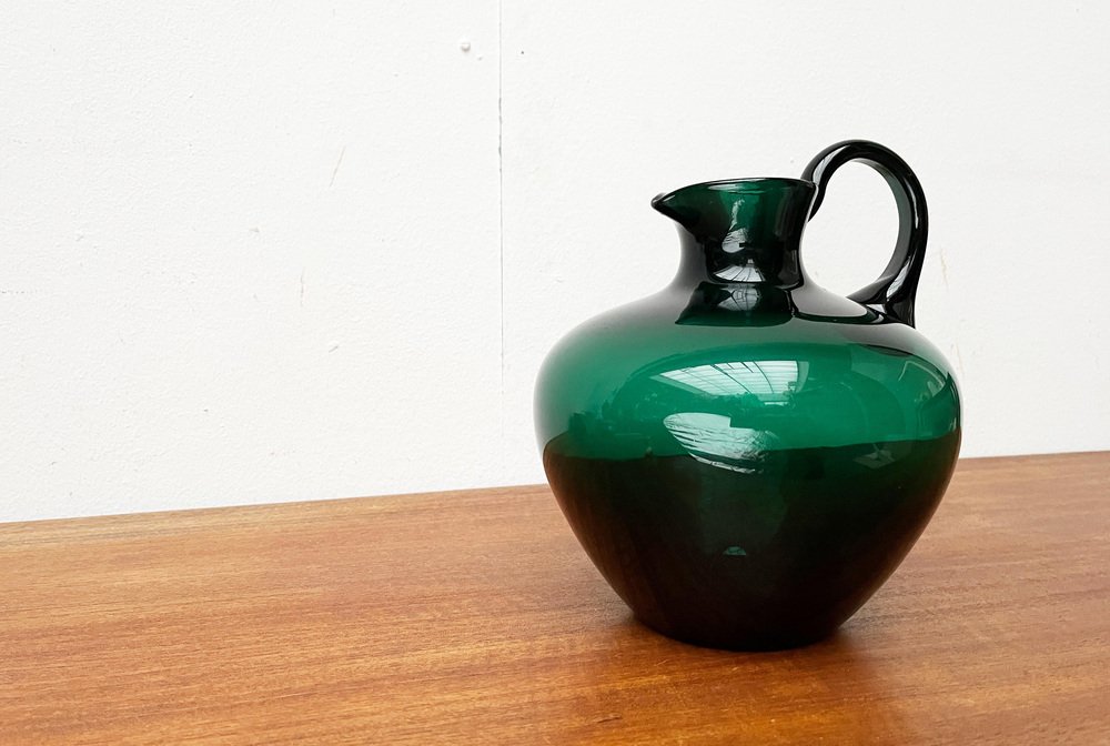 Art Deco German Green Glass Jug by Prof. Bruno Mauder for Zwiesel ...