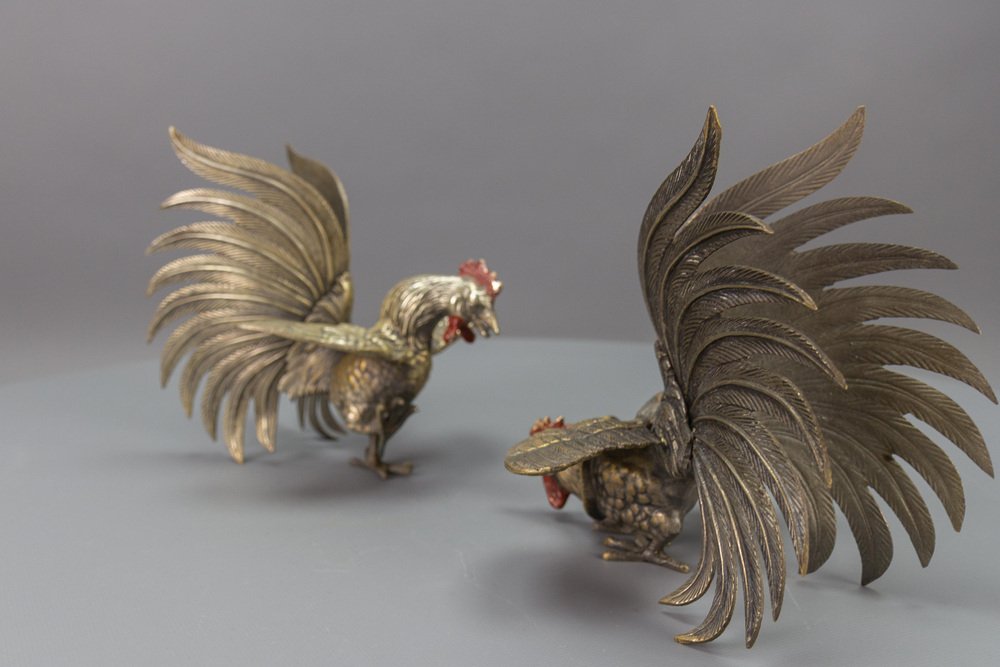 Bronze Sculptures of Fighting Roosters, Japan, 1950s, Set of 2 for sale ...