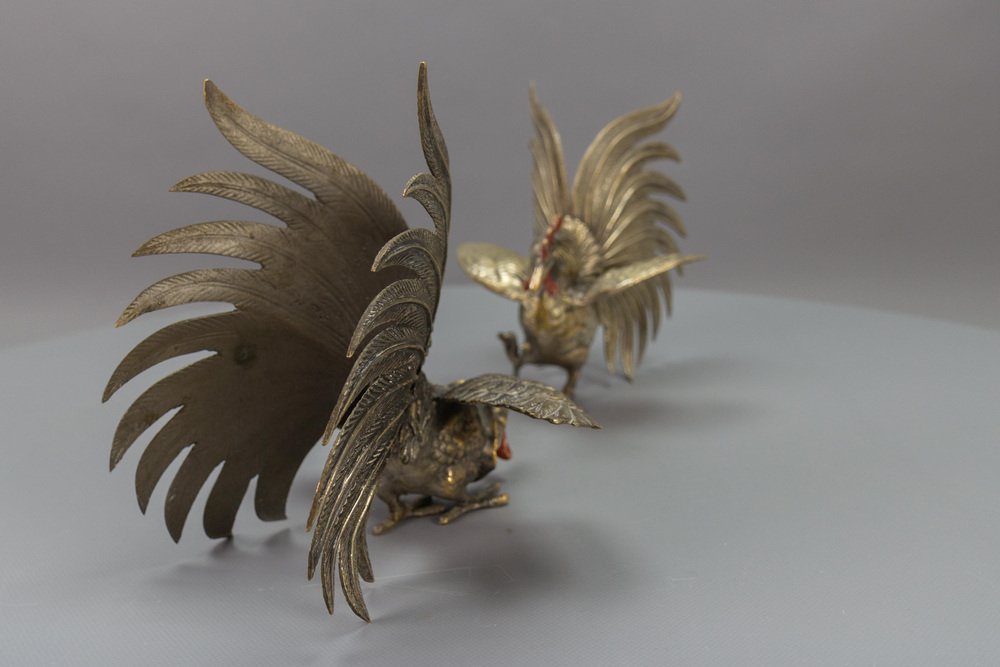 Bronze Sculptures of Fighting Roosters, Japan, 1950s, Set of 2 for sale ...