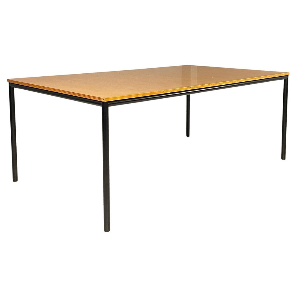 Italian Modern Dining Table or Desk in Wood and Black Metal, 1980s for ...
