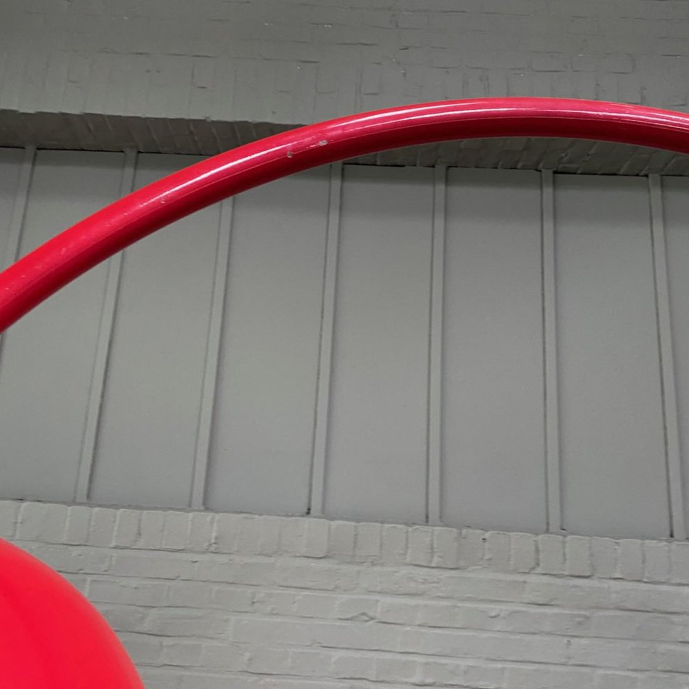 Red Arc Floor Lamp with Oval Tulip Base, 1970s for sale at Pamono